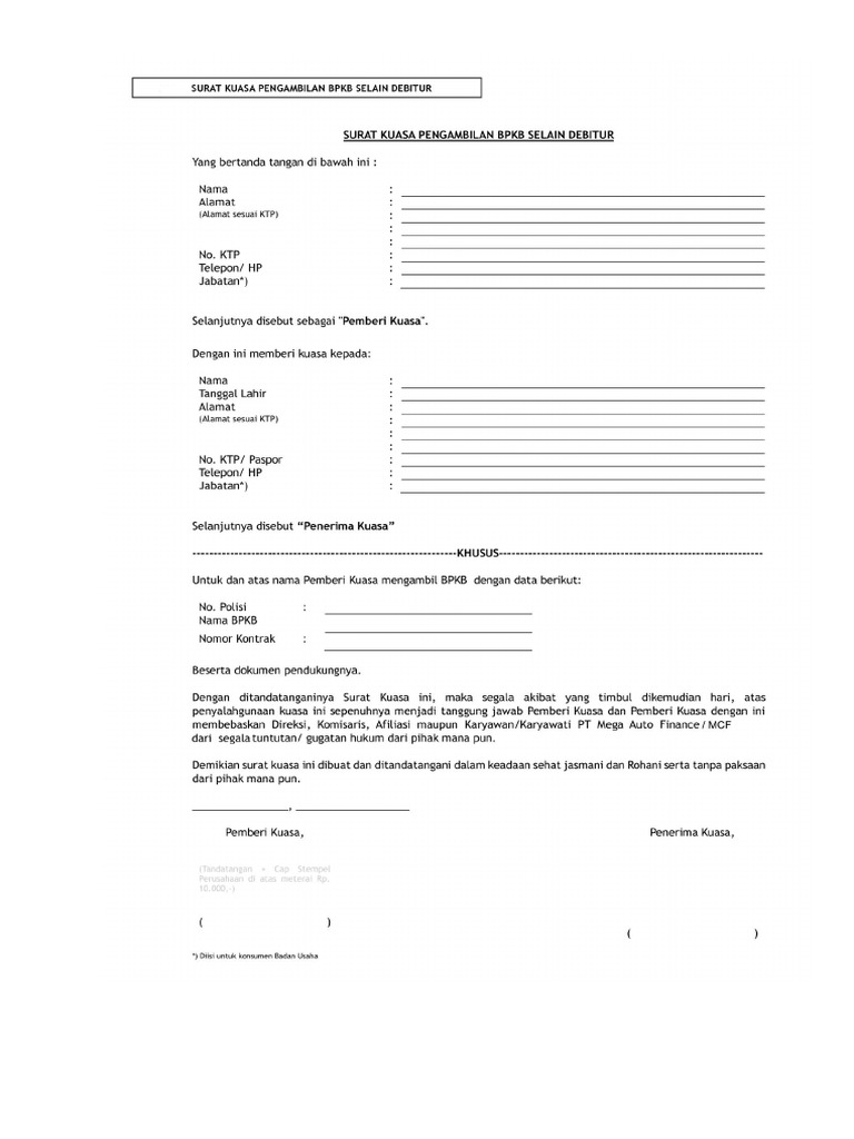 Surat Kuasa MCF | PDF