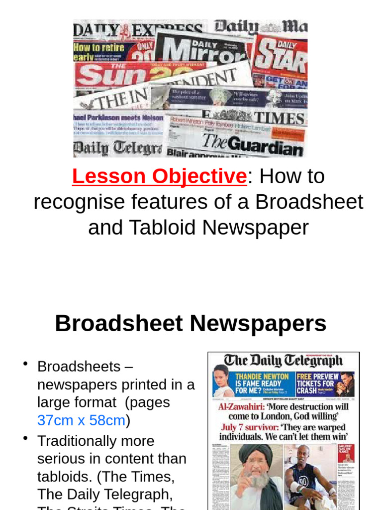 Broadsheetand Tabloid Newpapers | PDF