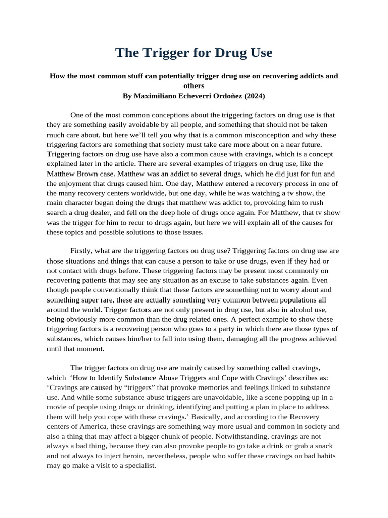 The Trigger For Drug Use | PDF | Substance Abuse | Substance Dependence
