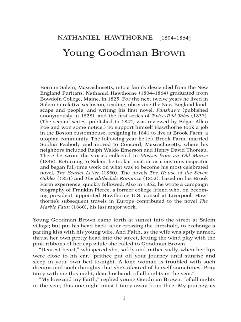 Hawthorne Young Goodman Brown | PDF | Nathaniel Hawthorne