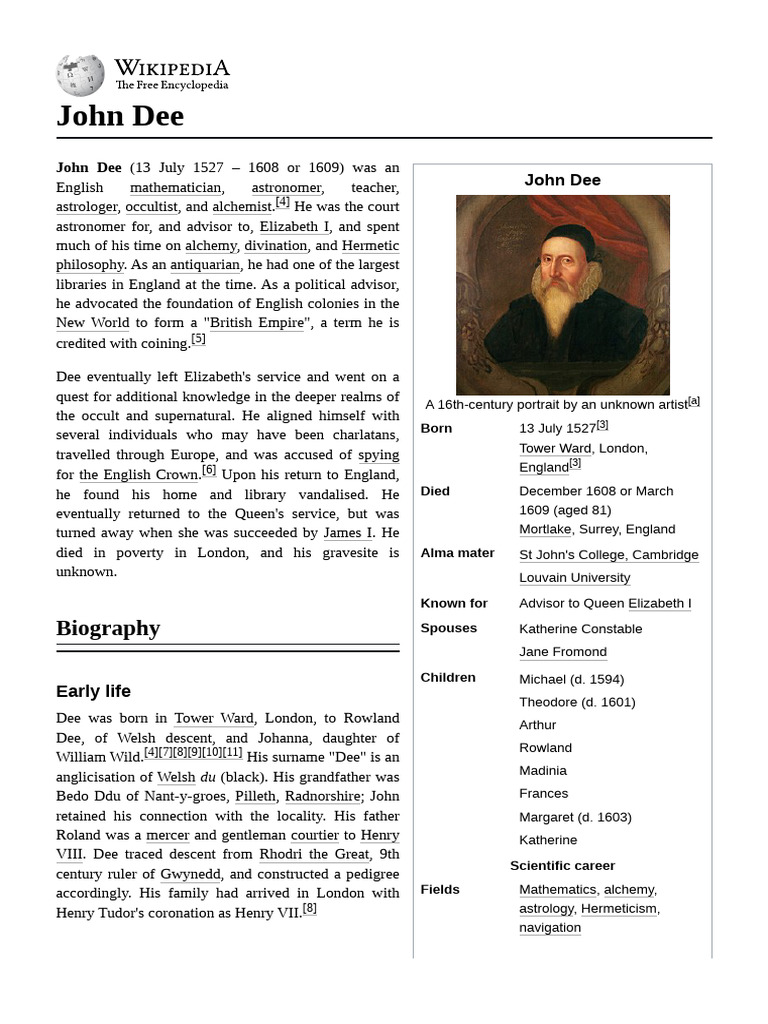 Biography Occult John - Dee | PDF