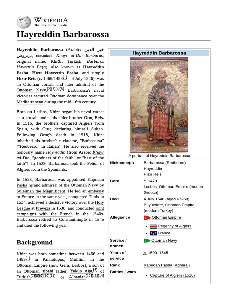 Hayreddin Barbarossa and His Siblings | PDF | Ottoman Empire