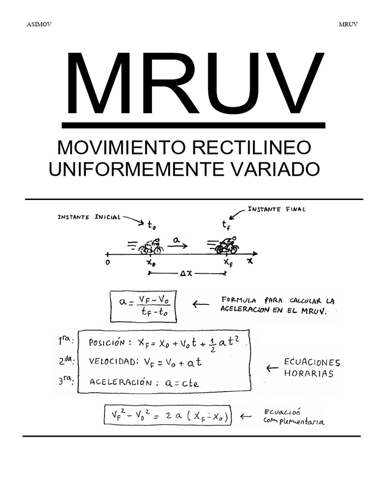 MRUV | PDF | Velocidad | Aceleración