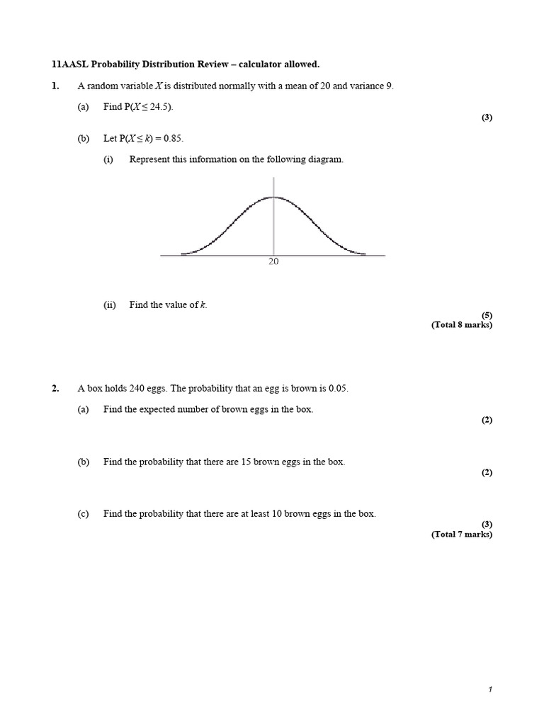Probability Distributions Paper 2 Review 2 | PDF | Standard Deviation ...