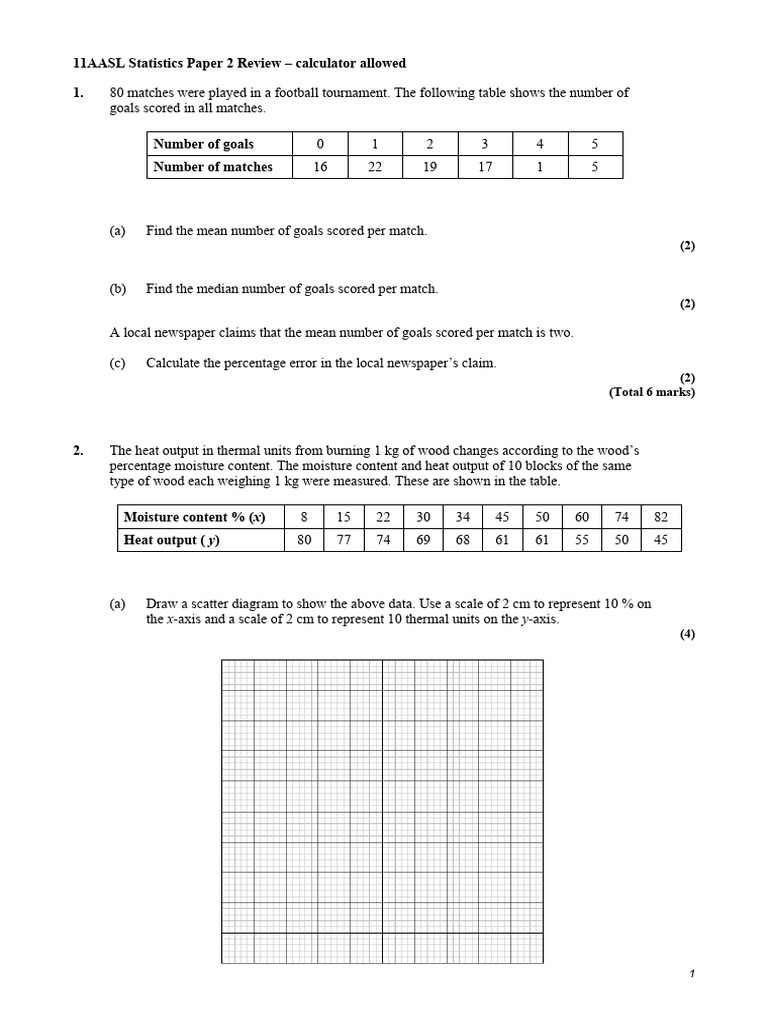Statistics Paper 2 Review | PDF | Statistics | Linear Regression