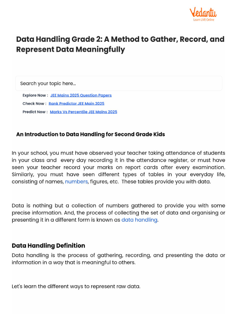 Data Handling Grade 2 - A Method To Gather, Record, and Represent Data ...