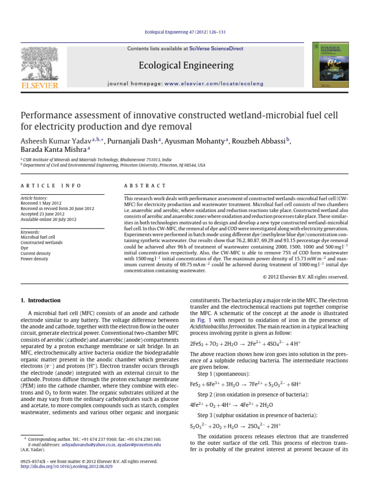 Performance Assessment of Innovative Constructed Wetland-Microbial Fuel Cell For Electricity ...