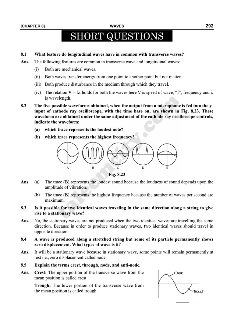 Physics SQs Numerical Chapter 8 | PDF