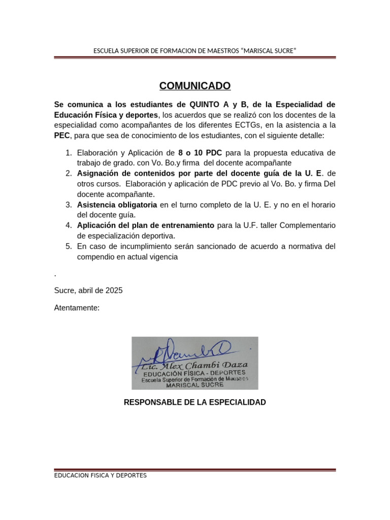 Comunicado Pec - 2025 | PDF