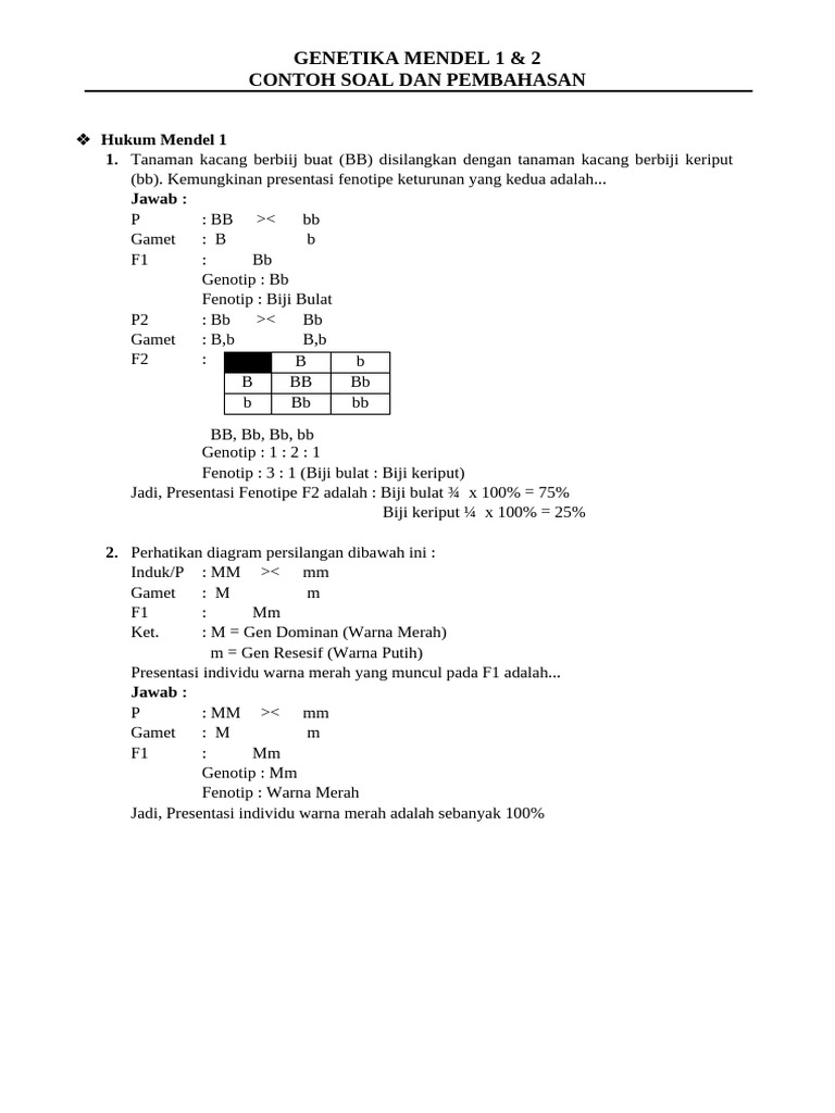 Soal & Pembahasan Genetika Mendel | PDF