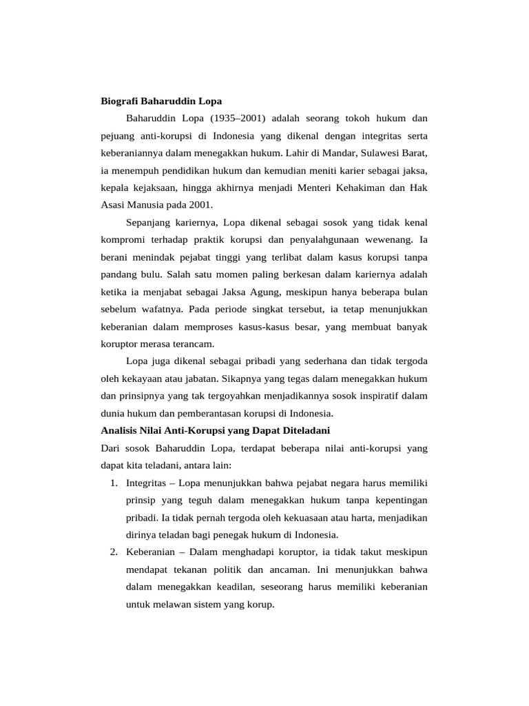 Biografi Baharuddin Lopa | PDF