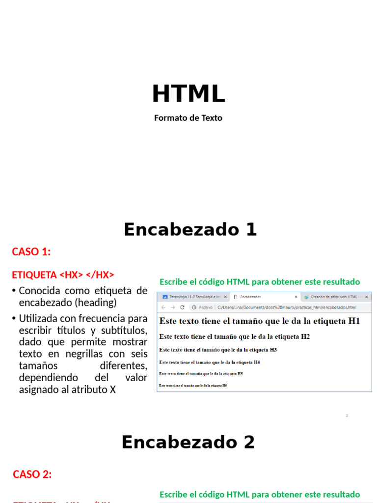 Etiquetas HTML: Encabezados y Fuentes | PDF | HTML | Informática