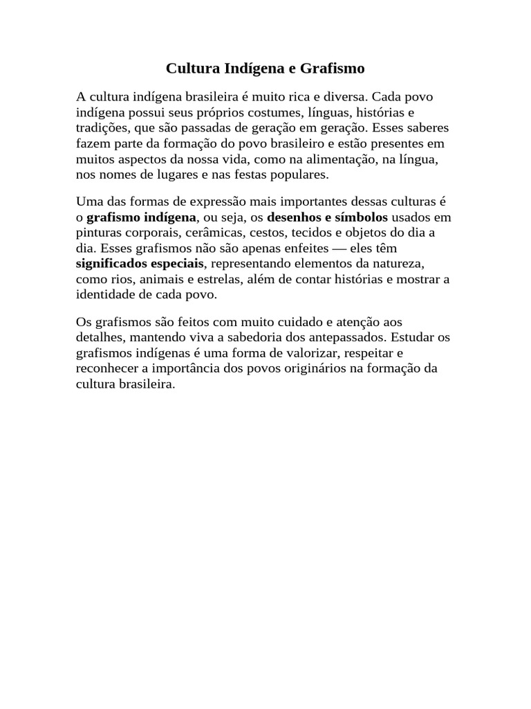 Grafismo Indígena e Cultura Brasileira | PDF