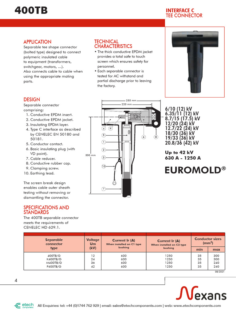 Nexans Euromold 400TB Separable Tee Connector | PDF | Electrical ...