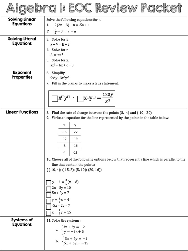 Algebra I STAAR Review Packet | PDF | Mathematical Analysis | Algebra