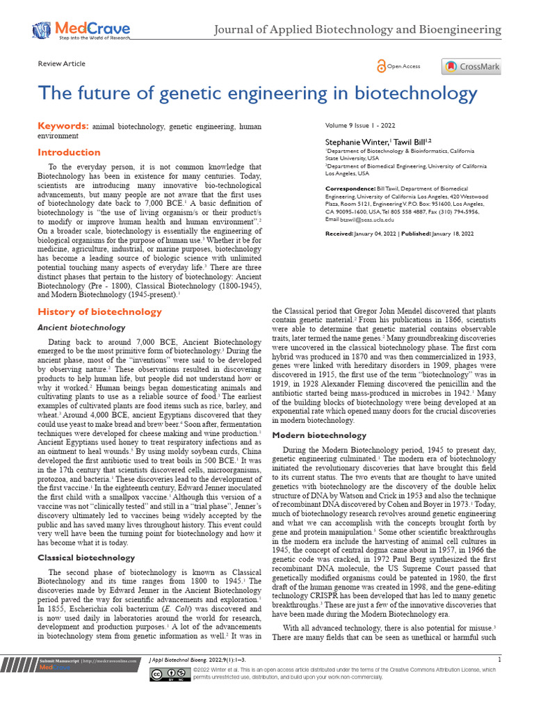 The Future of Genetic Engineering in Bio | PDF | Biotechnology | Genetics