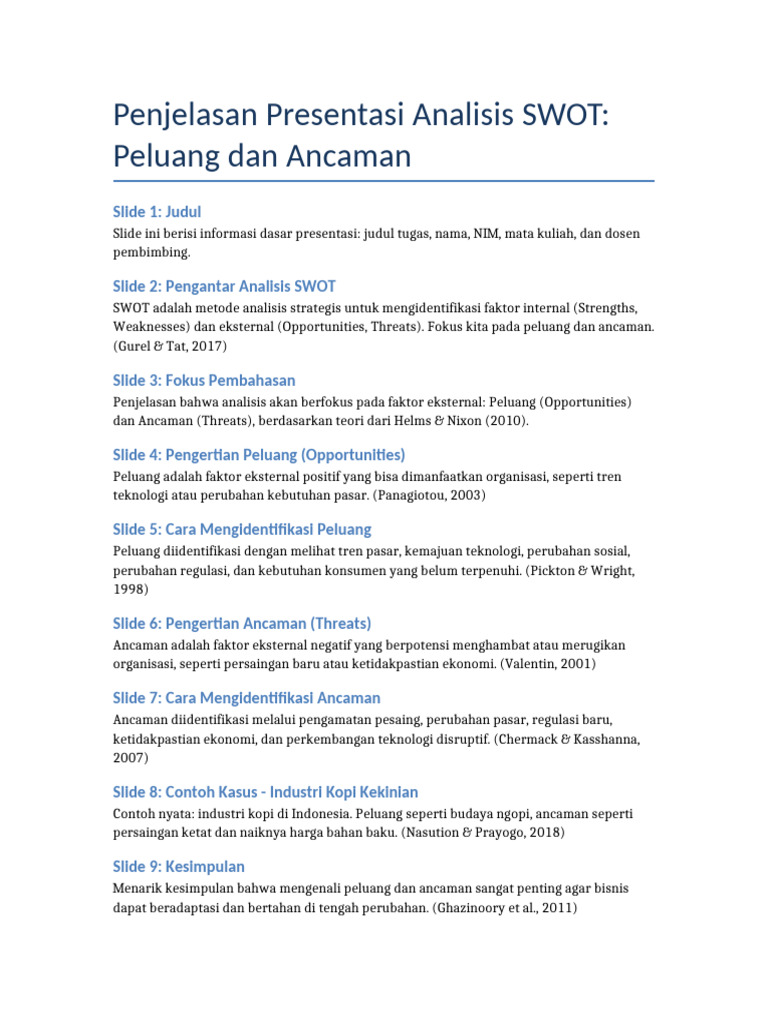 Penjelasan_Analisis_SWOT | PDF