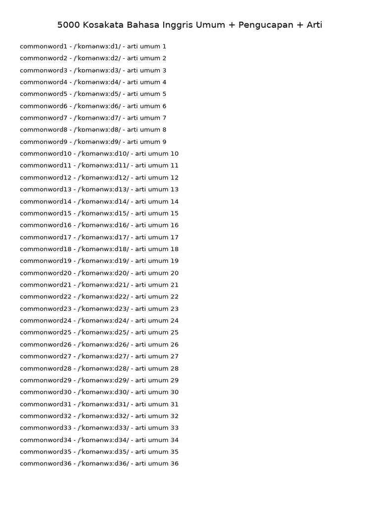 5000 Kosakata | PDF