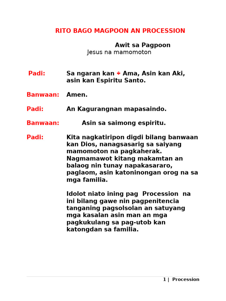 Rito Bago Magpoon An Procession Camaliganm 2025 | PDF