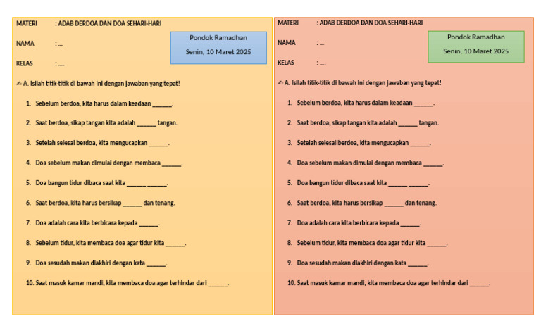 Adab Berdoa Kls 1 | PDF