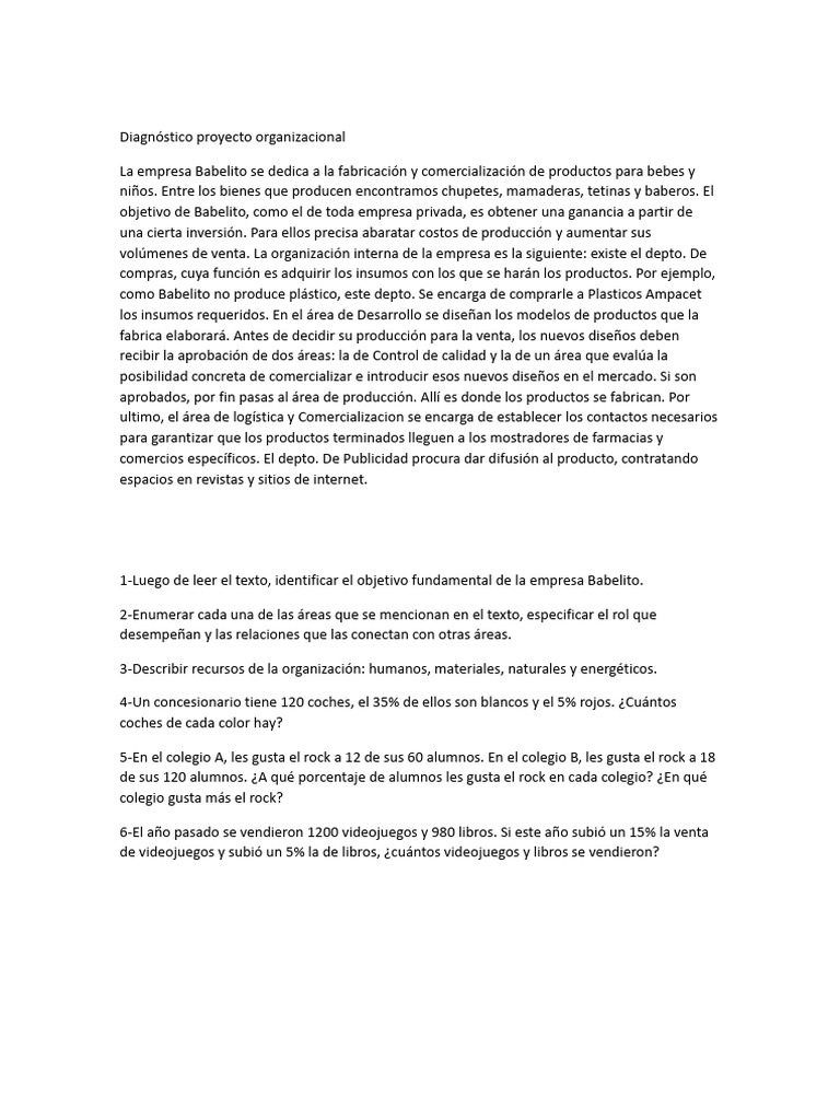Diagn-Stico Proyecto Organizacional | PDF
