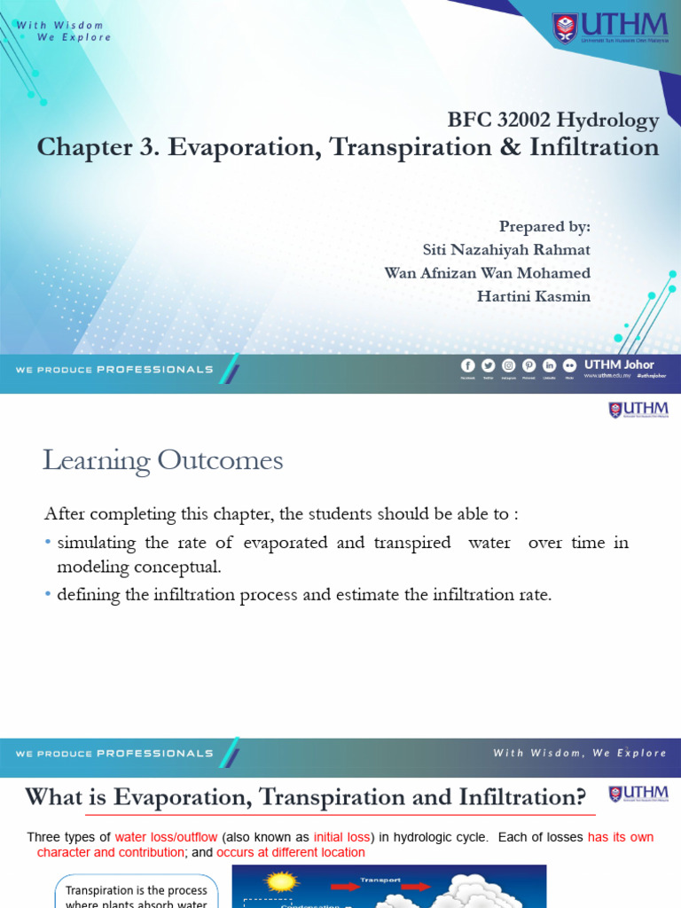 Chapter 3 Part I I Infiltration 2023 | PDF | Soil | Evapotranspiration