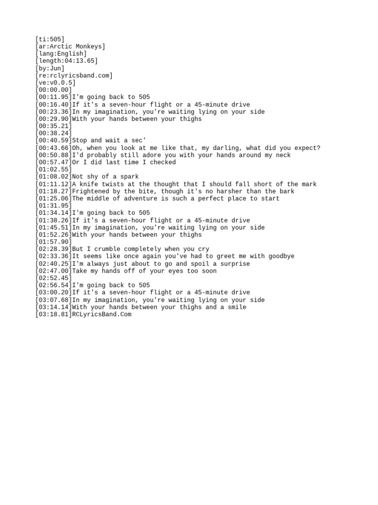 Arctic Monkeys - 505 | PDF