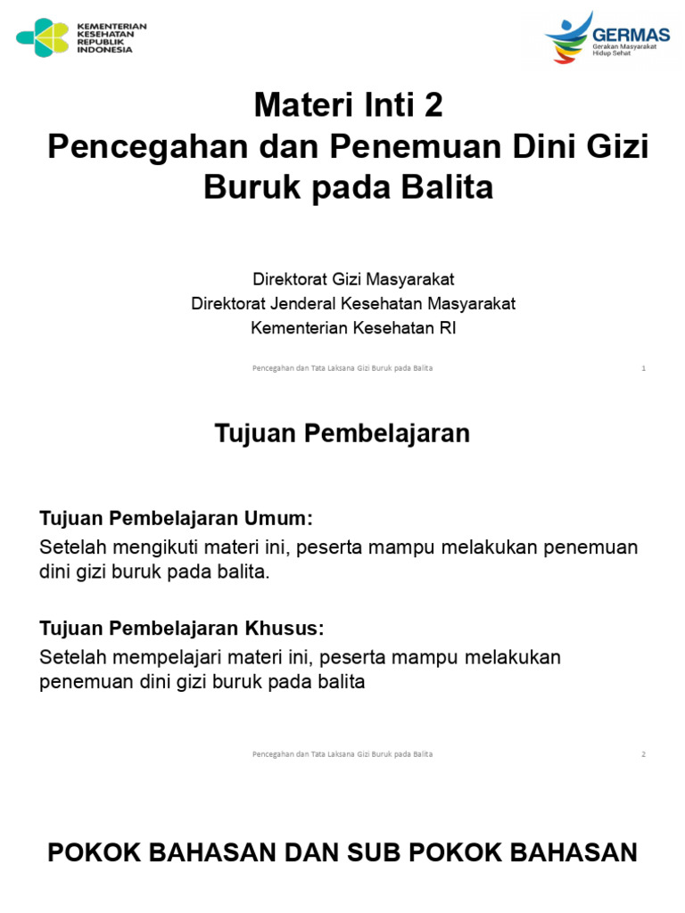 IT10.2 Pencegahan Dan Penemuan Dini Gizi Buruk Pada Balita | PDF