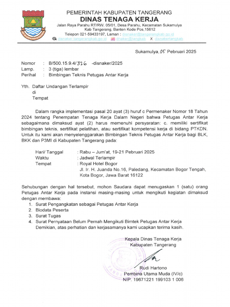 Undangan Peserta Bimtek PAK 2025 | PDF