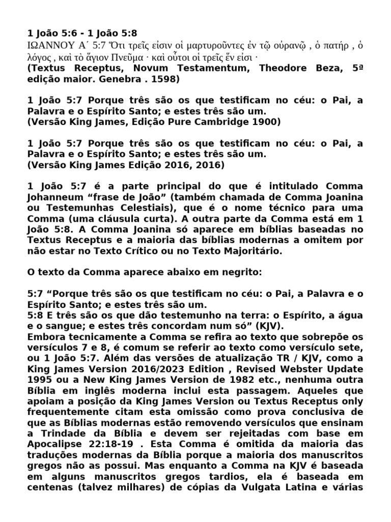 1 João 1 | PDF | Bíblia | Trindade