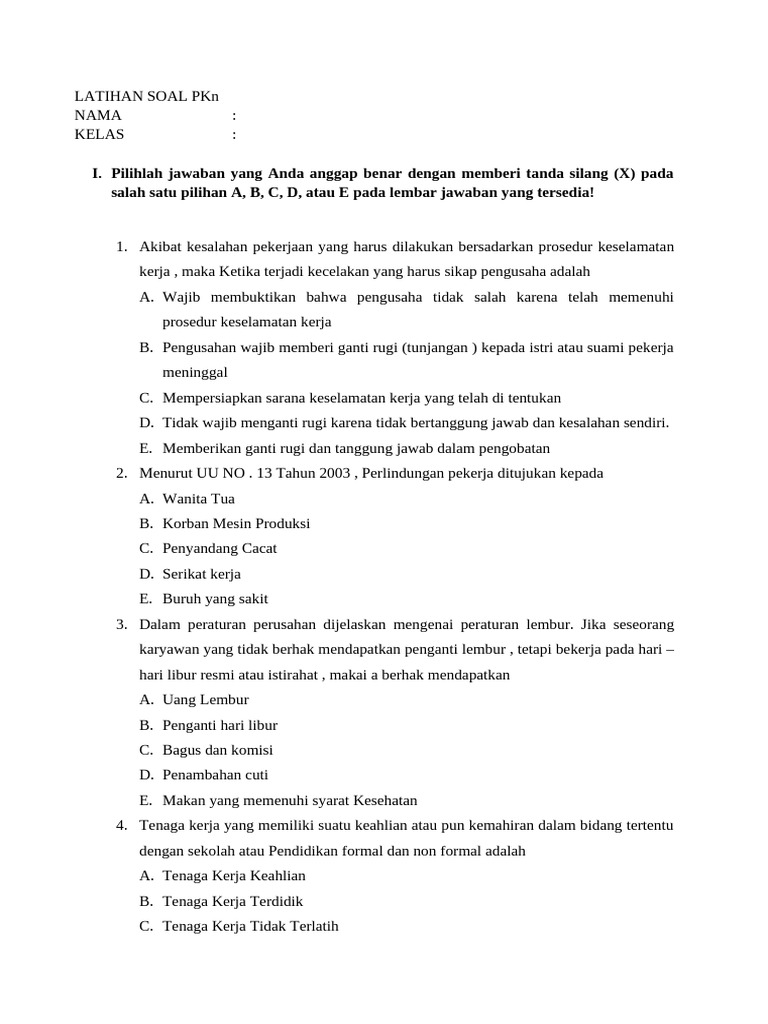 Latihan Soal PKN Kelas Xi | PDF