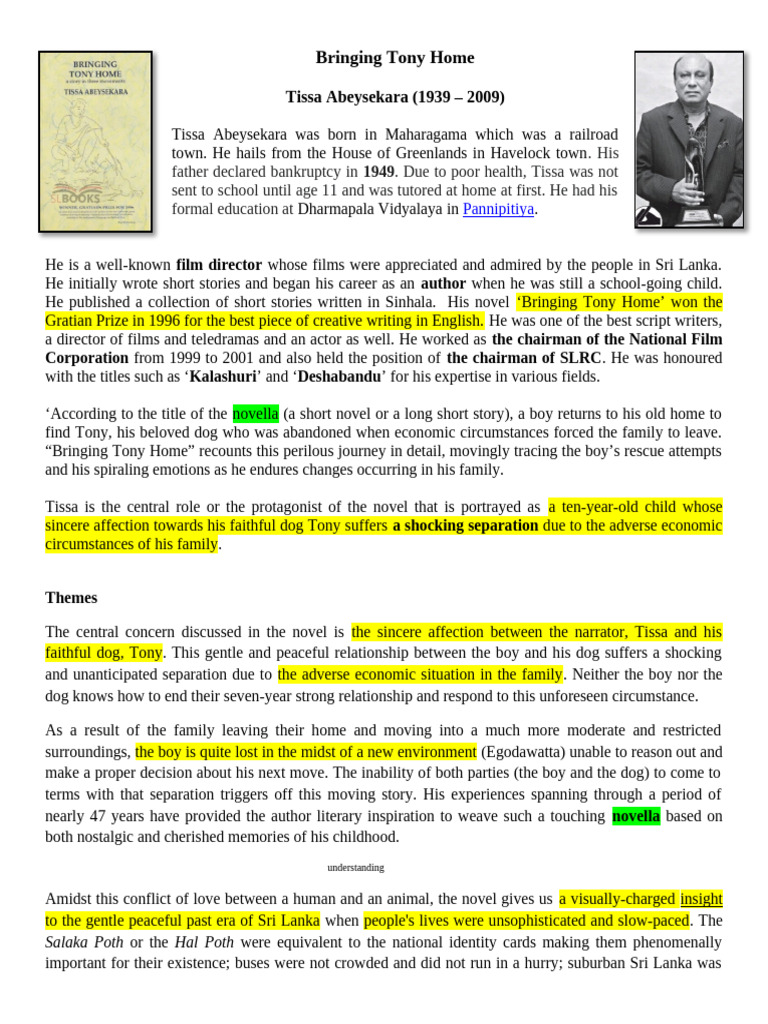 Bringing Tony Home (Novel) | PDF