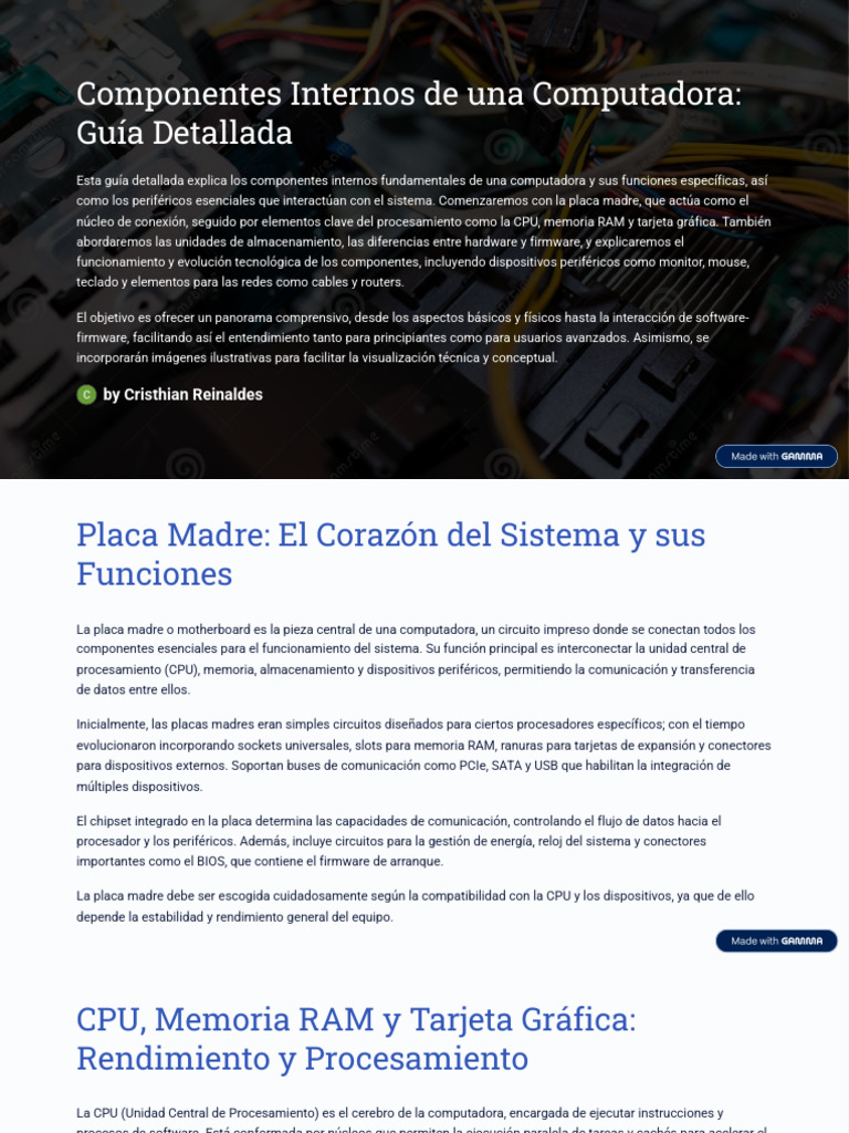 Componentes Internos de Una Computadora Guia Detallada | PDF | Hardware ...