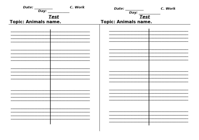 Animal Names Test Worksheet | PDF