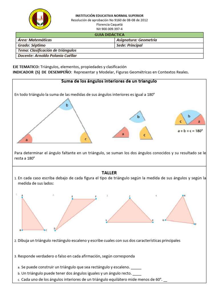 Clases de Triángulos | PDF | Triángulo | Ángulo