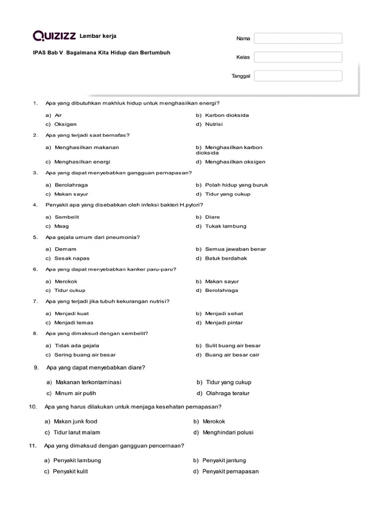 Quiz Ipas Bab 5 Kls 5 | PDF