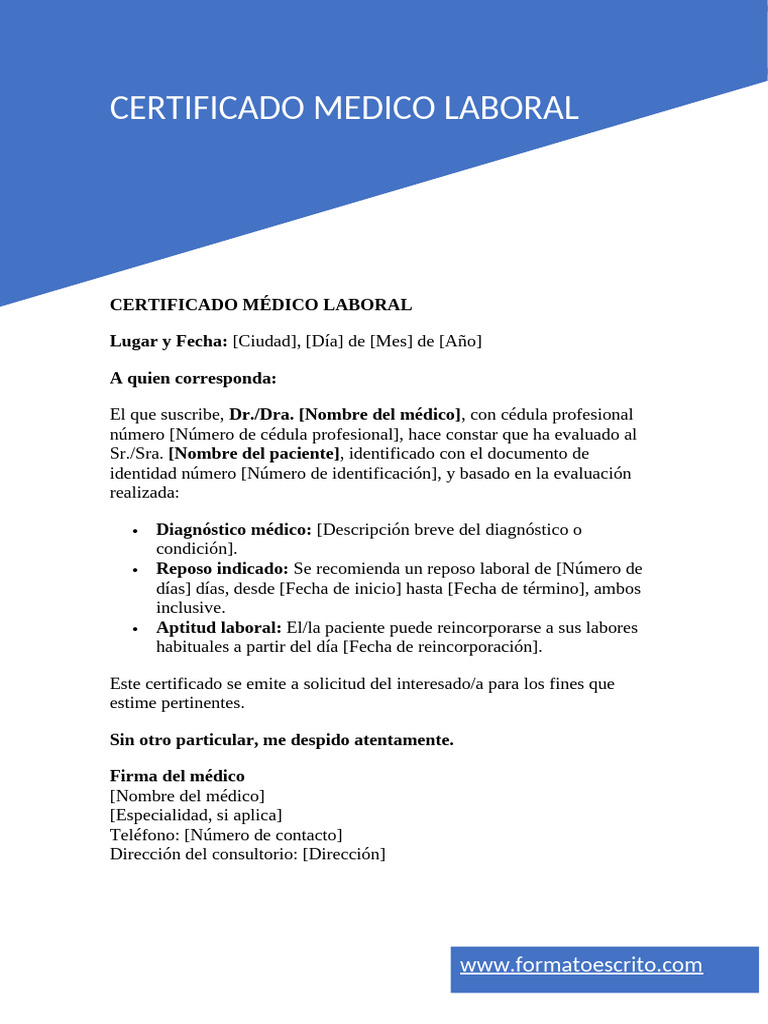 Certificado Medico Laboral | PDF