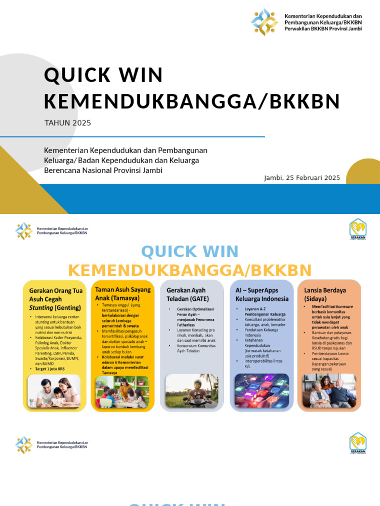 Quick Win Kemendukbangga 2025 | PDF