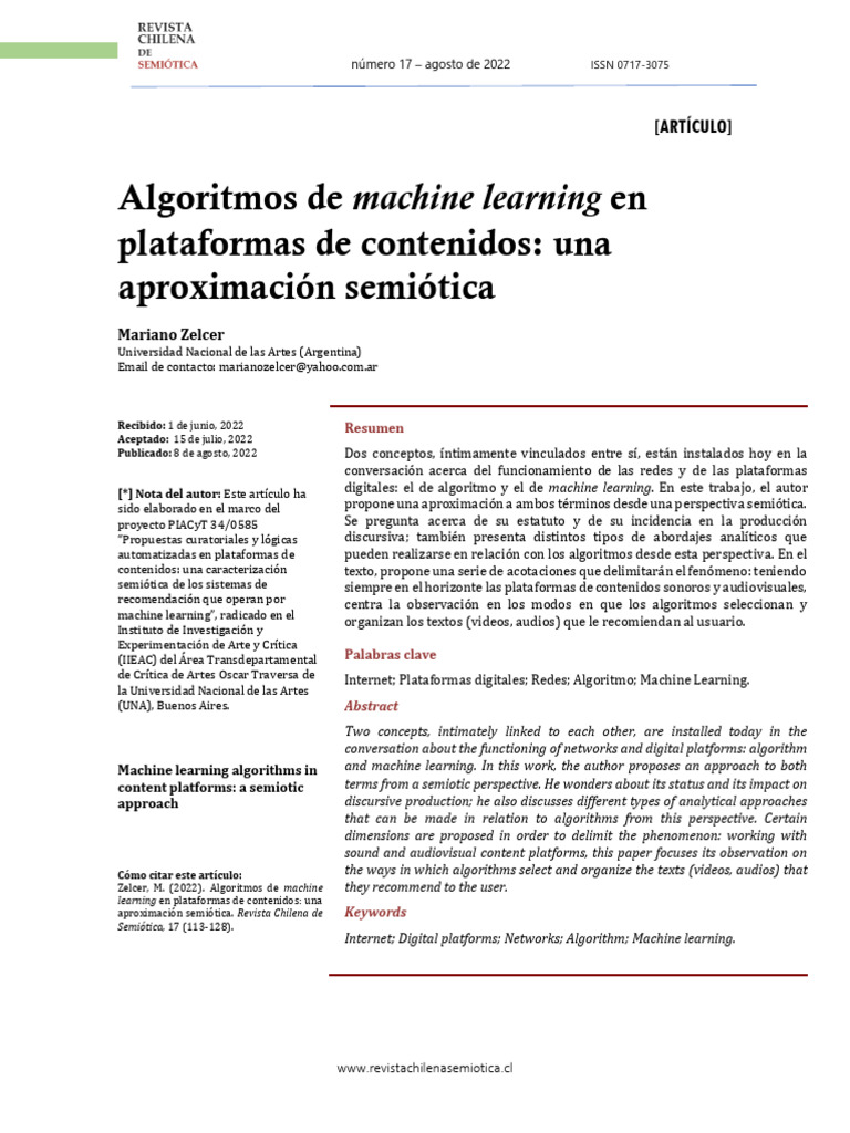 TEO14.Algoritmos Zelcer 2022 | PDF | Aprendizaje automático | Algoritmos