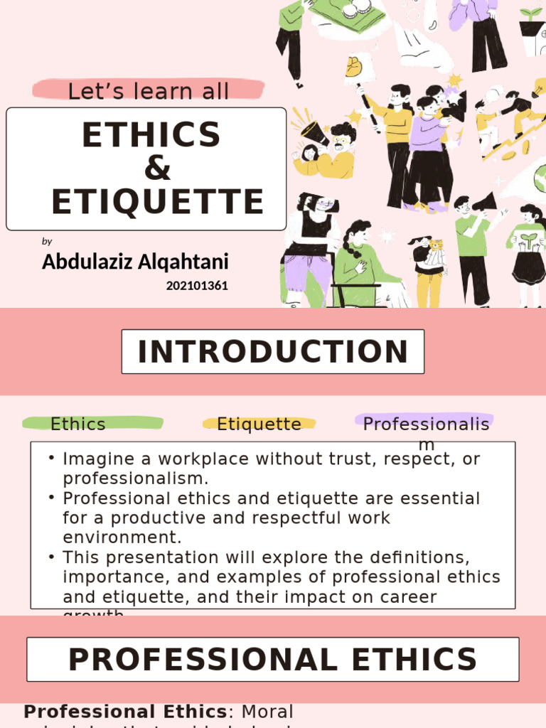 Ethics and Morality Educational Presentation in Pink, Purple, Yellow ...