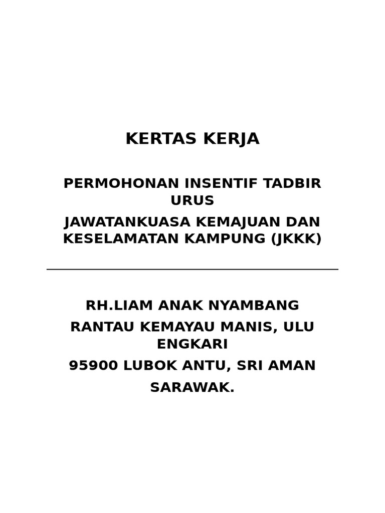 Kertas Kerja RKM 2024 - Insentif Tadbir Urus Pejabat Daerah | PDF