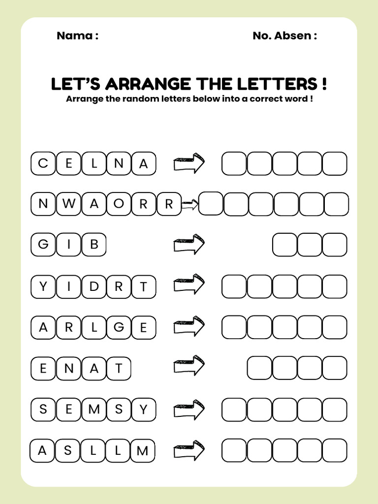 Lembar Kerja Belajar Melengkapi Huruf Hijau Ilustrasi | PDF