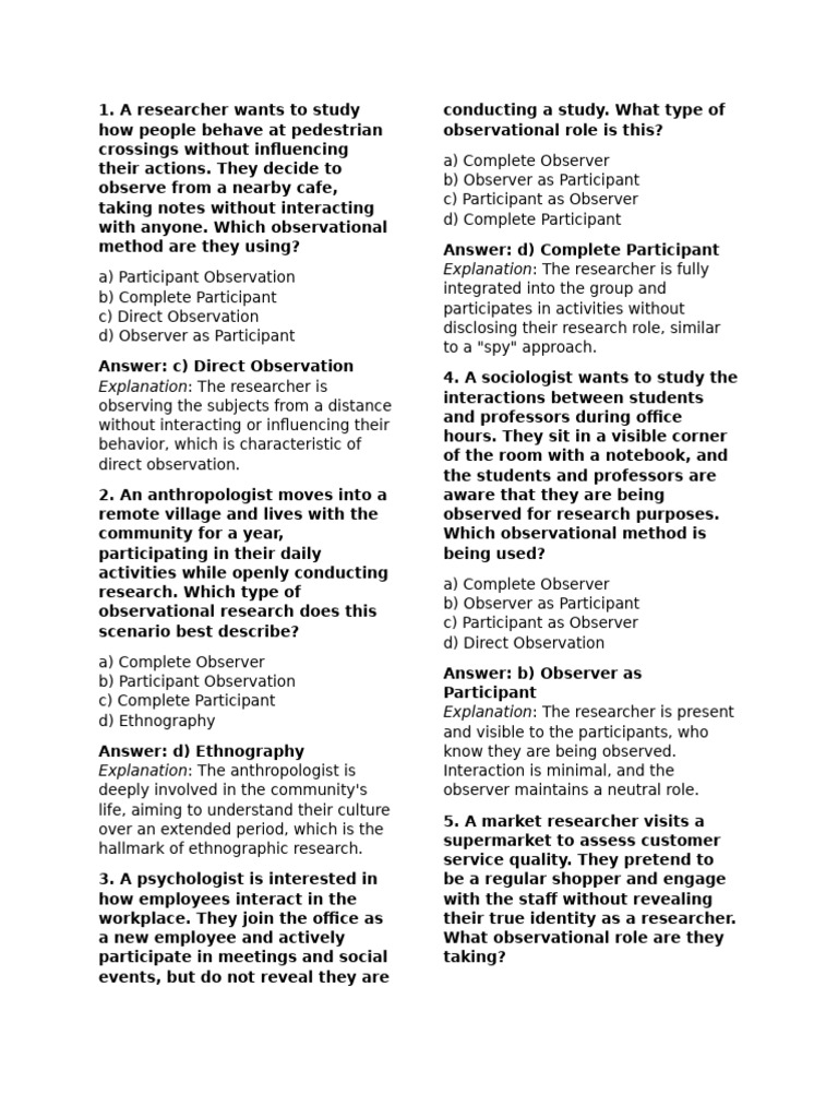Observational Methods Situational | PDF | Ethnography | Psychological ...