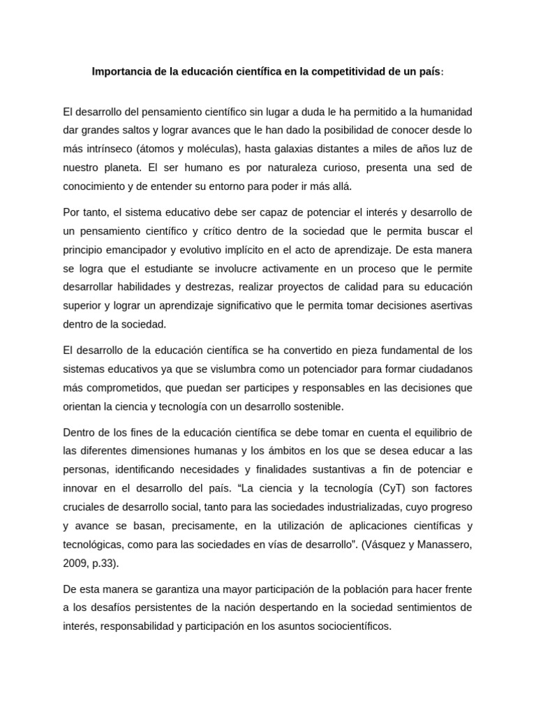 La Educación Científica en La Competitividad de Un País. | PDF ...