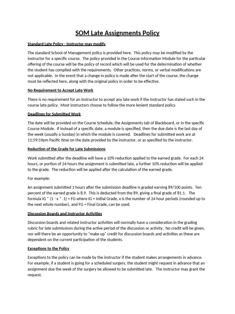 SOM Late Assignments Policy FINAL | PDF