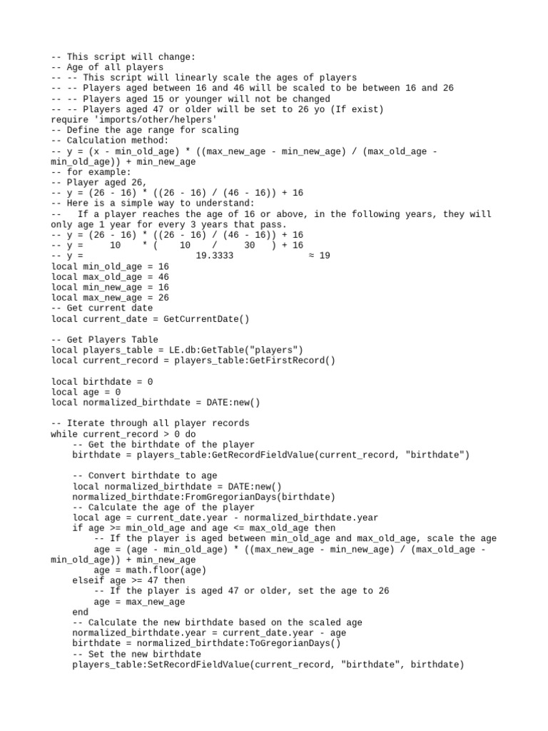 Varied Age Legend | PDF