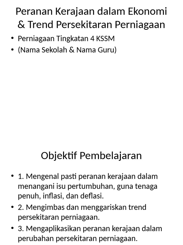 Peranan Kerajaan Perniagaan | PDF