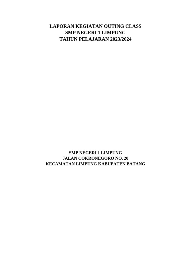 Laporan Outing Class SMP Negeri 1 Limpung | PDF