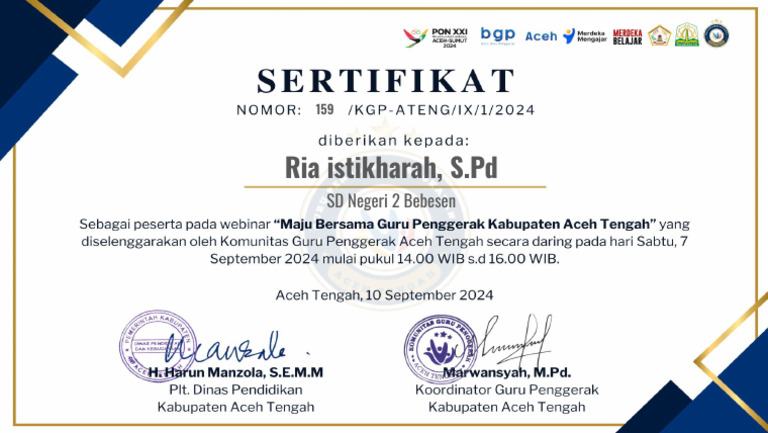 Sertifikat Webinar Ria | PDF