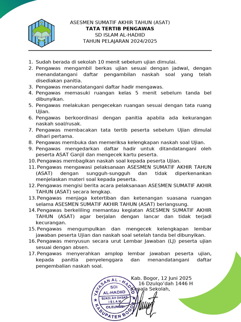 TATA TERTIB Peserta dan PENGAWAS ASAT | PDF